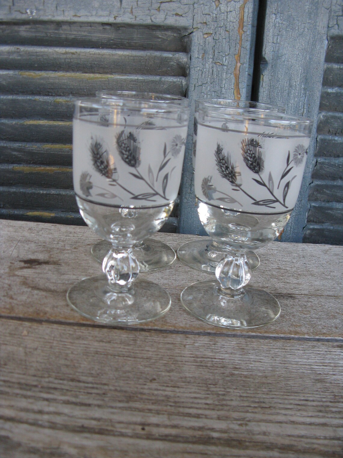 Vintage Libbey Wildflower Water Goblets Set of 4 Mid Century Drinkware ...