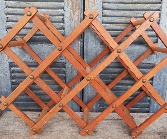 Vintage Wooden Wine Rack Accordion Style Expandable Rustic - Etsy