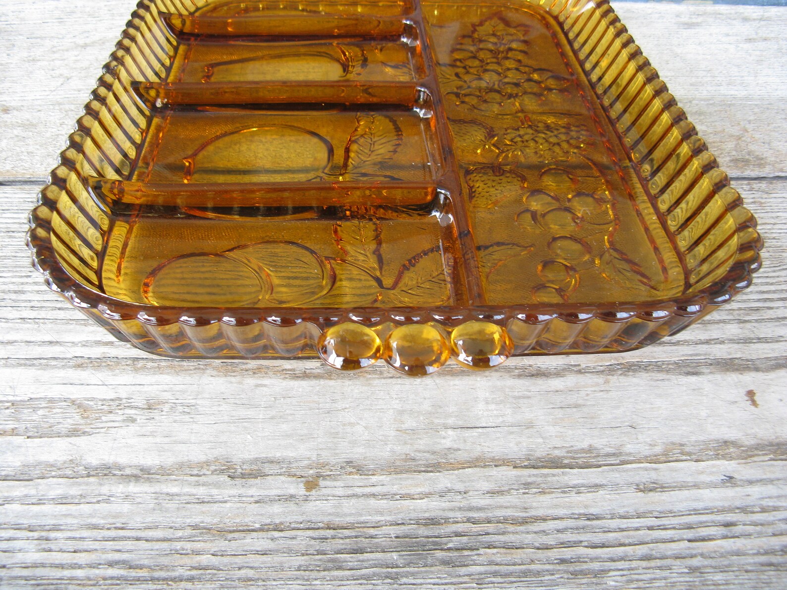 Vintage Amber Crystal Relish Tray 5 Part Indiana Glass | Etsy