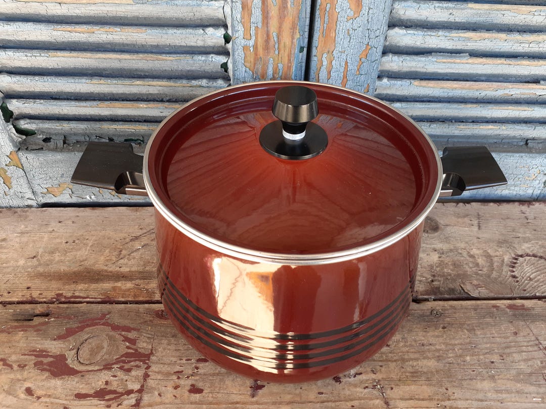 Scandia West Bend Enamel Dutch Oven Hard to Find Vintage Cookware Mid ...