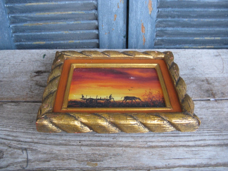 Vintage Hand Painted Asian Landscape Acrylic on Board Original Artwork ...
