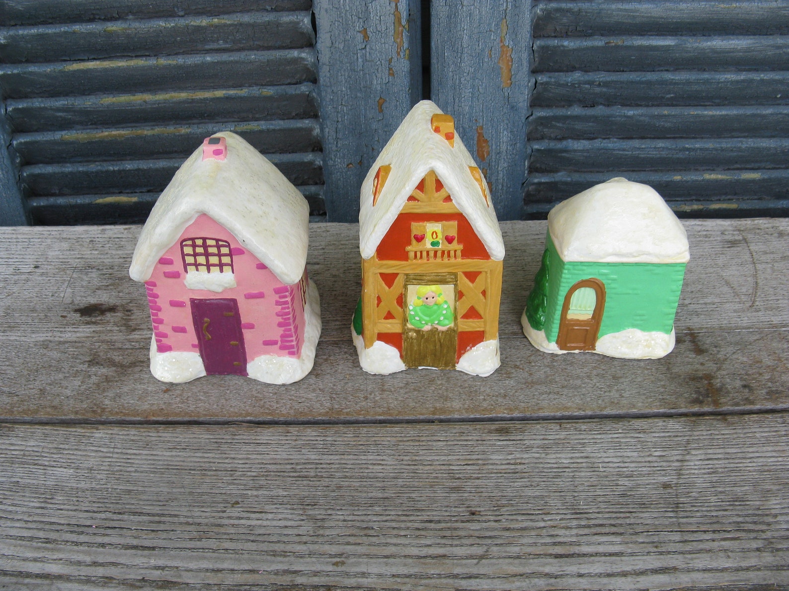 Vintage Chalkware Victorian Christmas Village Hand Painted - Etsy