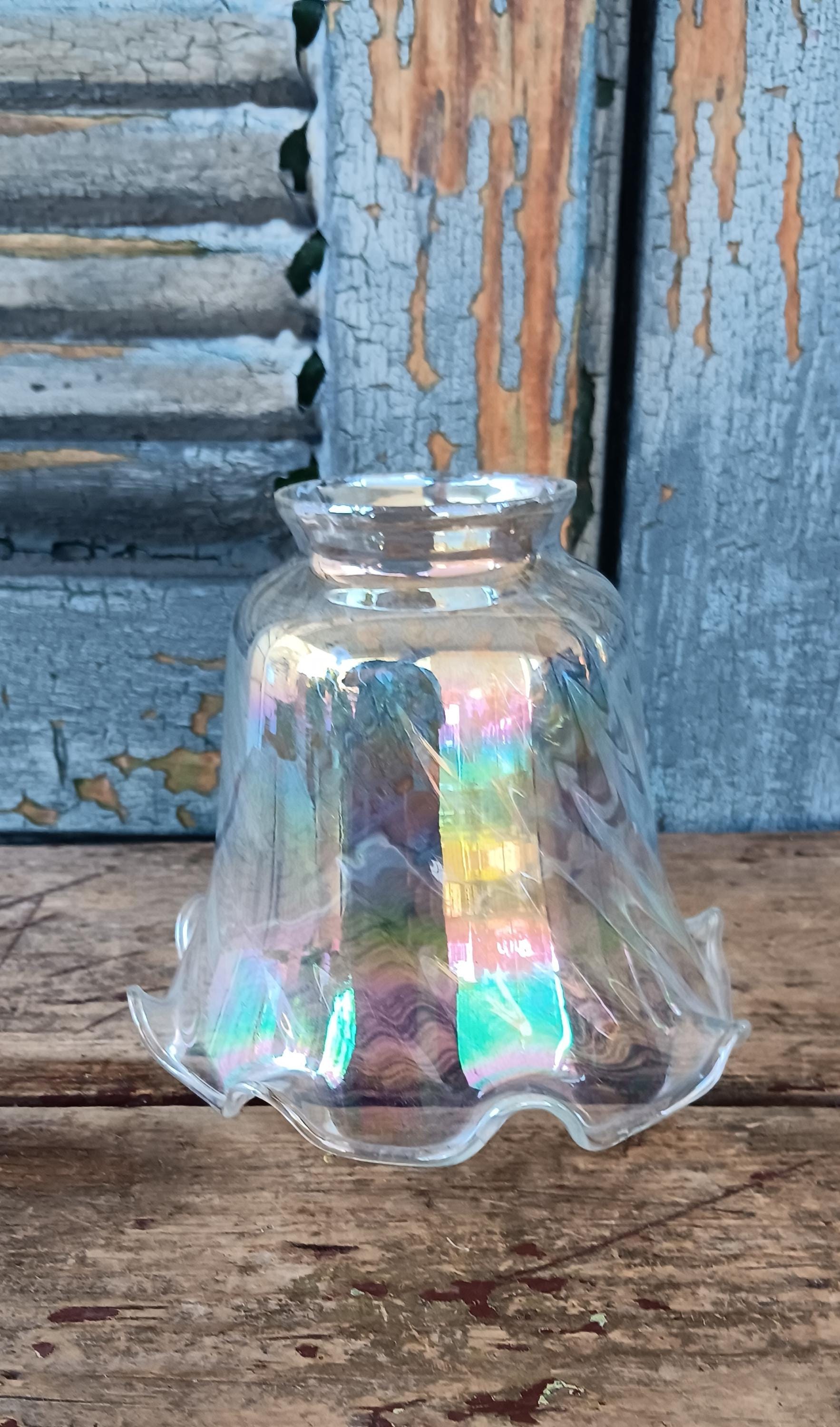 Vintage Iridescent Glass Lamp Shade Ruffled Optic Shade - Etsy