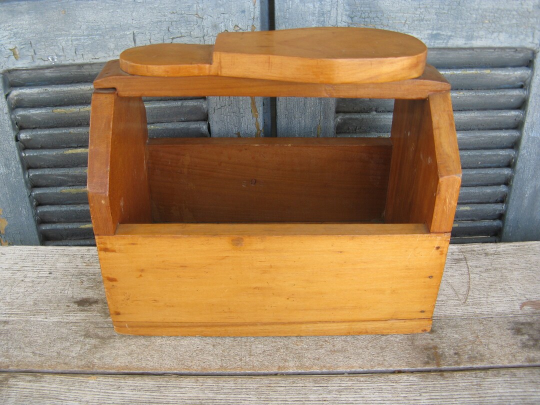 Vintage Hand Made Shoe Shine Box Rustic Folk Art Primitive Gift Idea ...