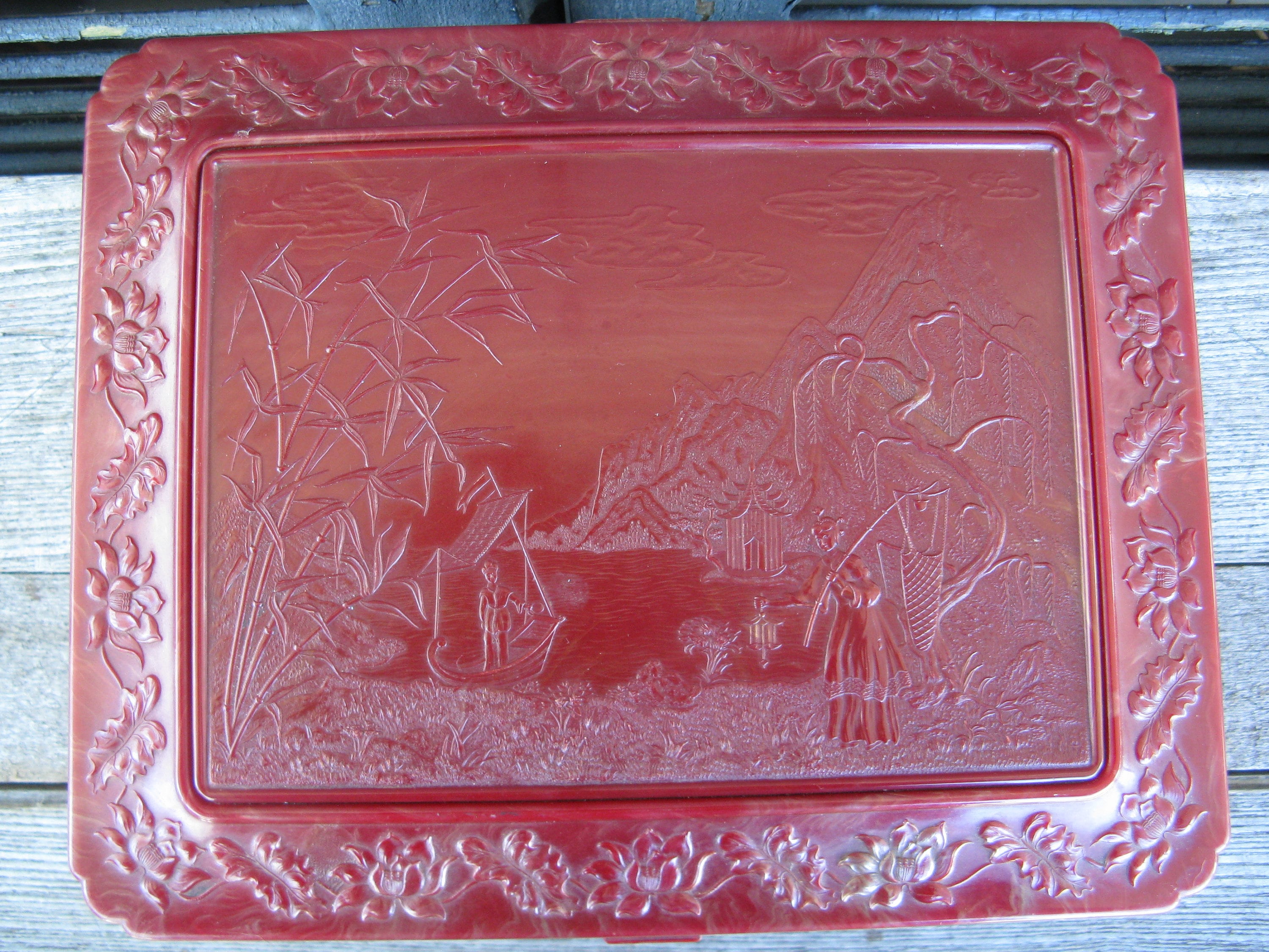 Vintage art deco celluloid jewelry box oriental asian designs | Etsy