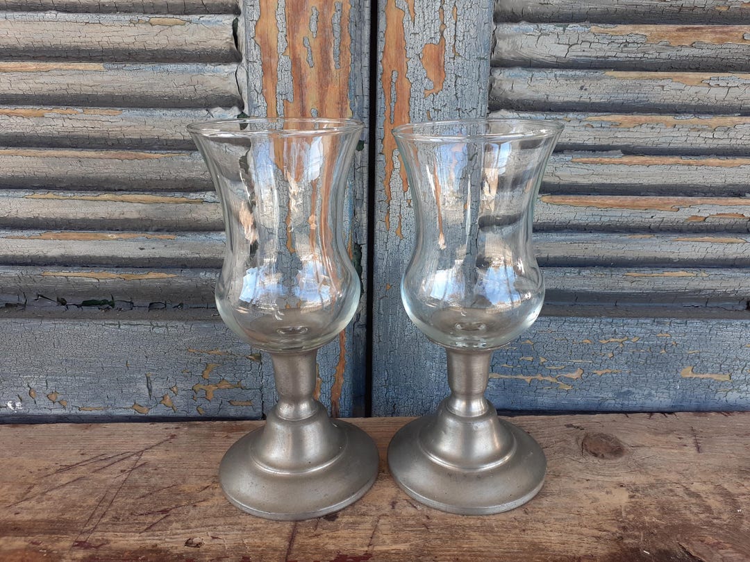 Homco Glear Glass Peg Votive Pair Bell Shaped Votives Home Interiors - Etsy