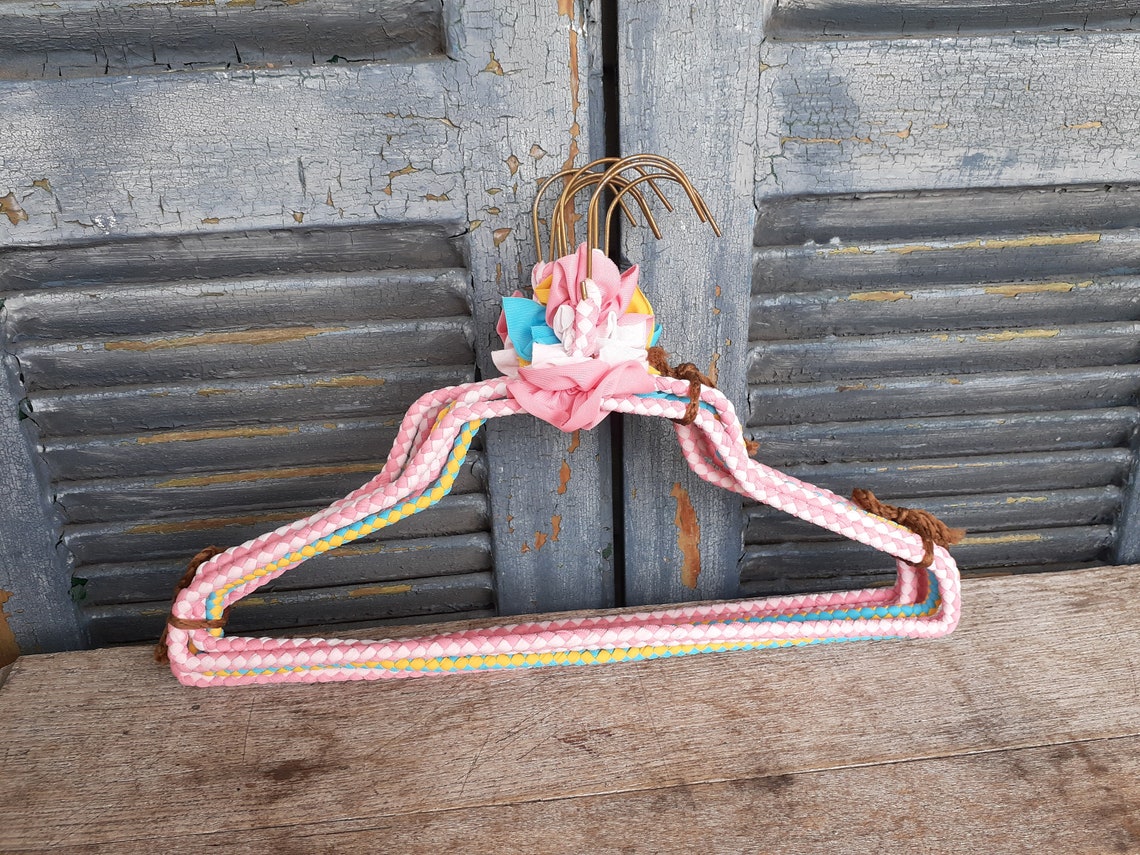 Vintage Padded Clothes Hangers Set of 7 Braided Nylon Grannie - Etsy
