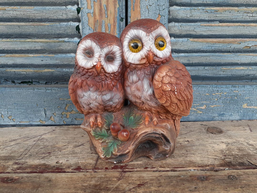 Vintage Chalkware Owls Woodlands Cabin Lodge Decor - Etsy