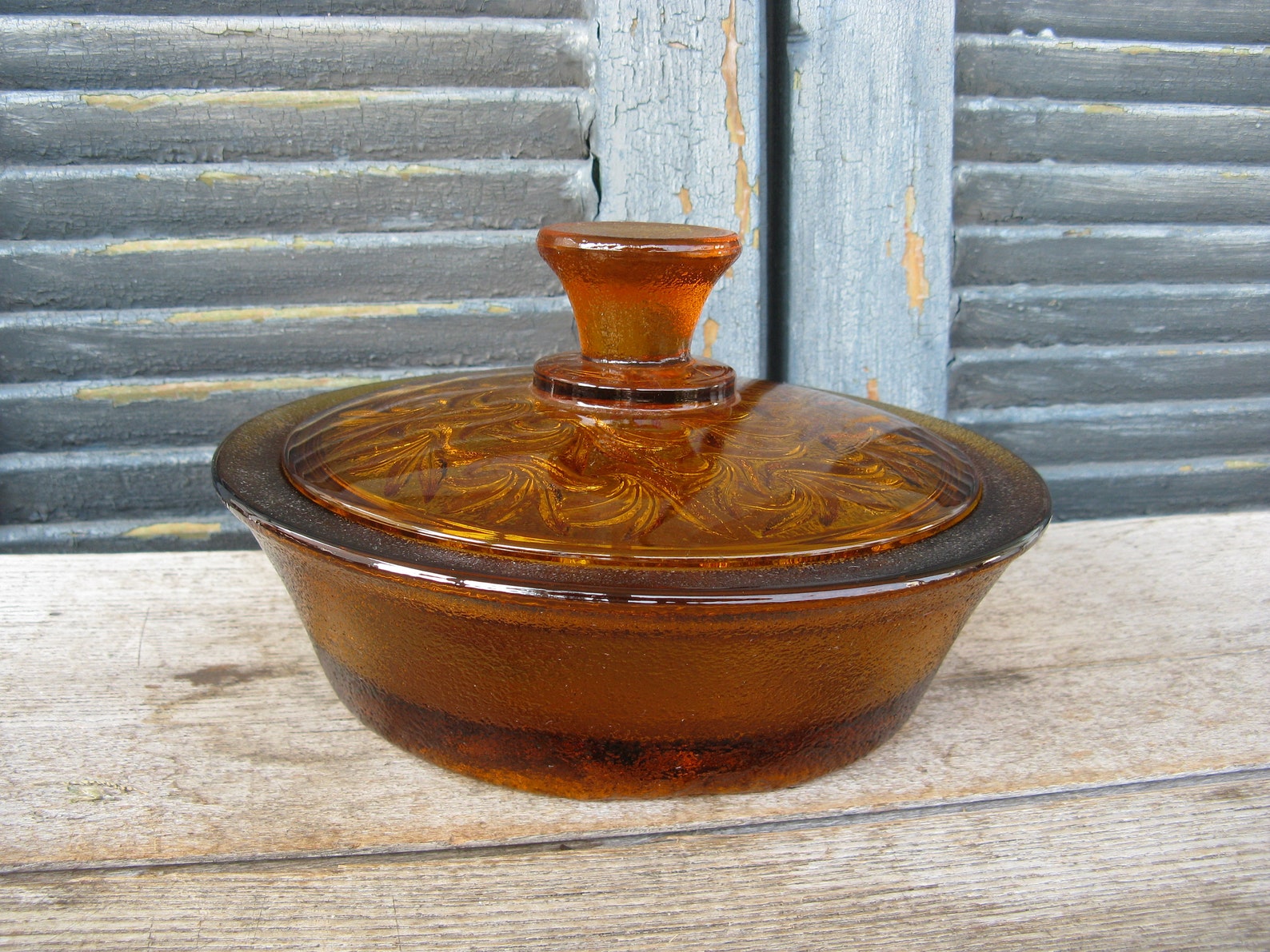 Vintage Smith Glass Amber Sandscrolls Covered Dish Hard to - Etsy