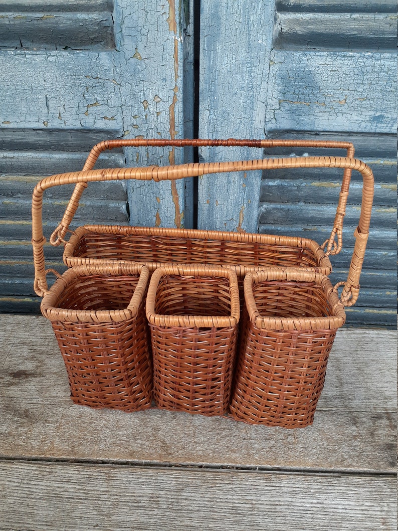 Vintage brown wicker basket rustic basket country decor rustic | Etsy