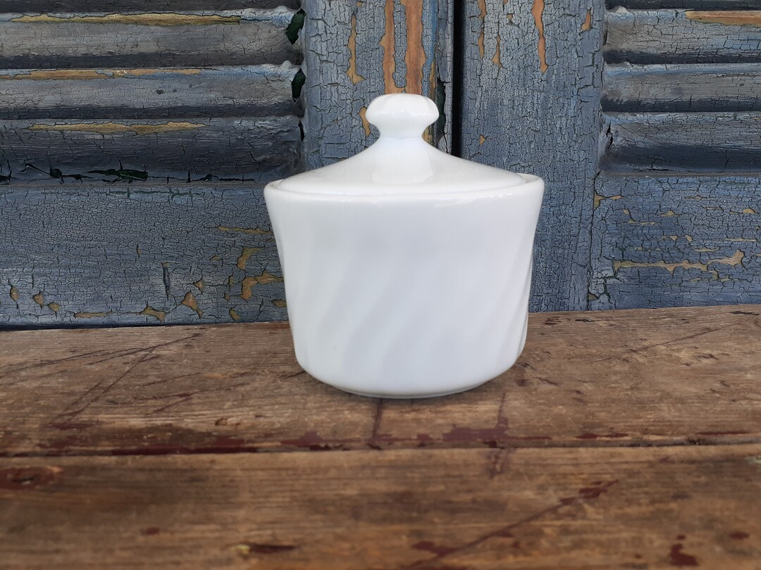 Vintage Corelle Enhancements White Swirl Sugar Bowl Corelle Coordinates ...