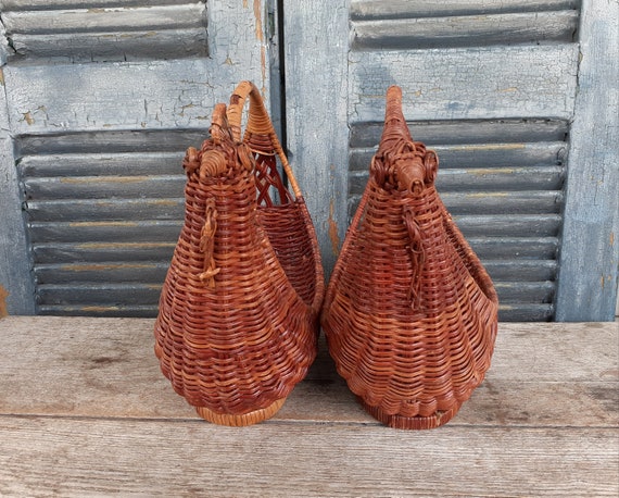 Vintage rooster and hen baskets country decor rustic storage | Etsy
