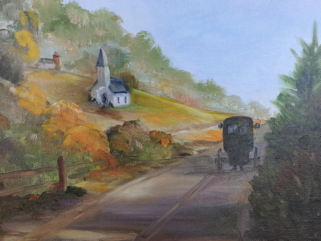 Vintage Farm Scene Original Painting Oil on Board - Etsy