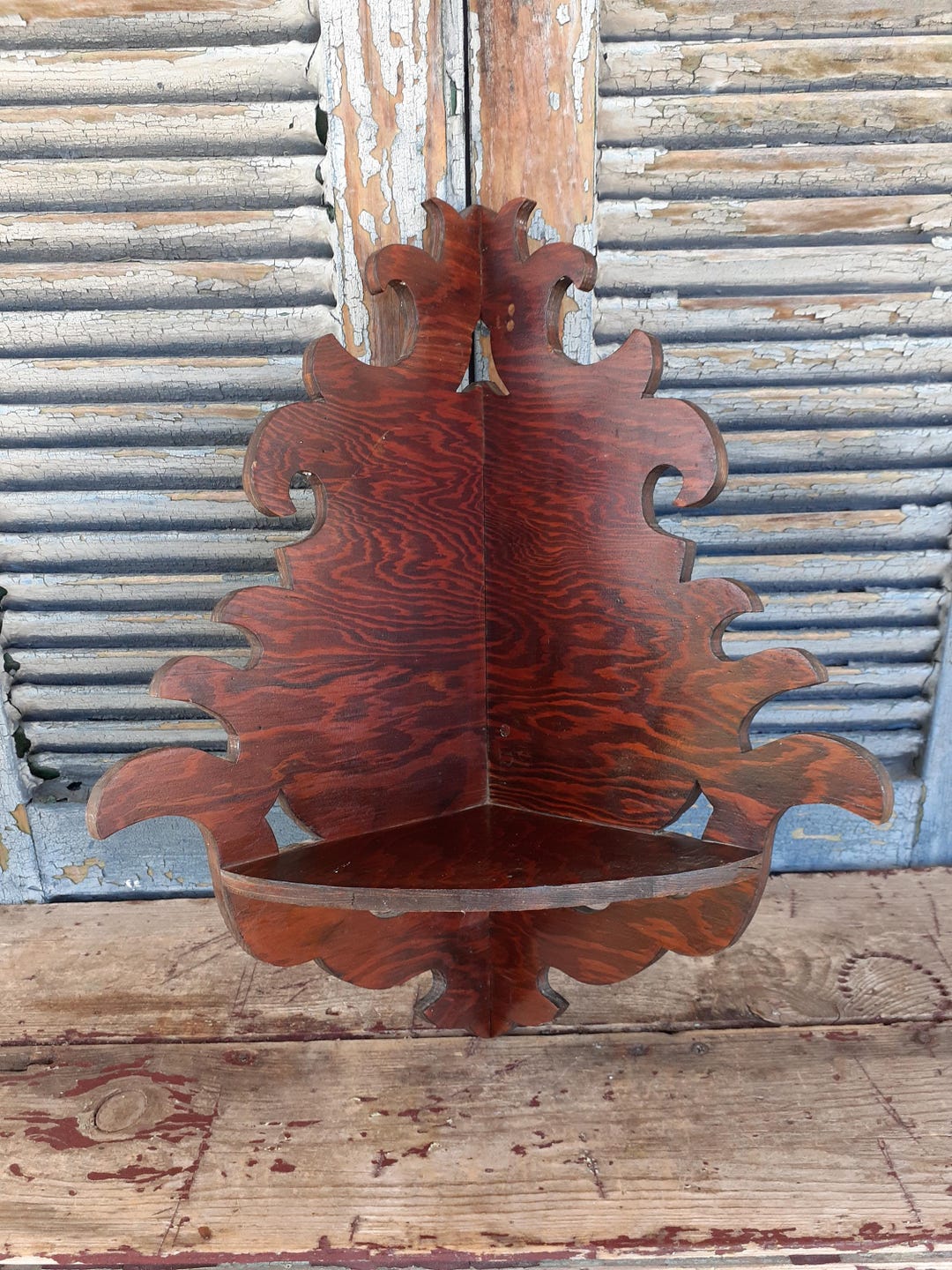 Vintage Wood Corner Shelf 18 Inches Tall Rustic Country Ffarmhouse ...