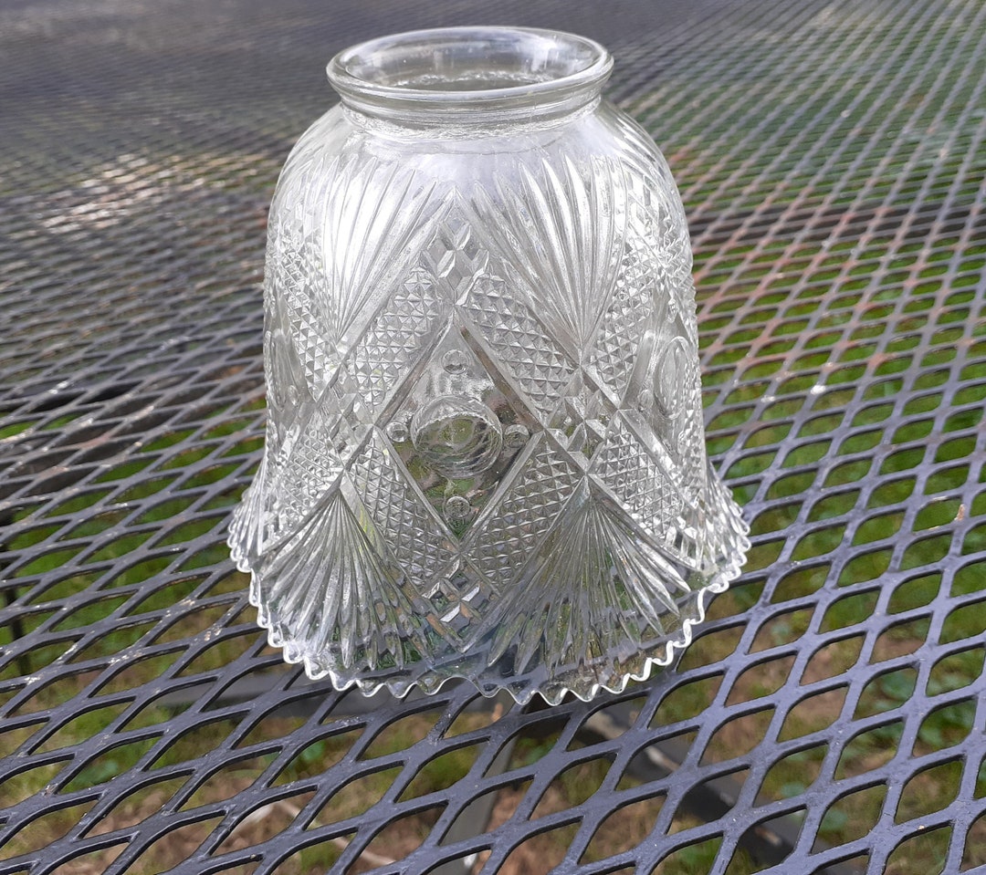 Vintage Pressed Glass Lamp Shade Small Clear Glass Shade - Etsy