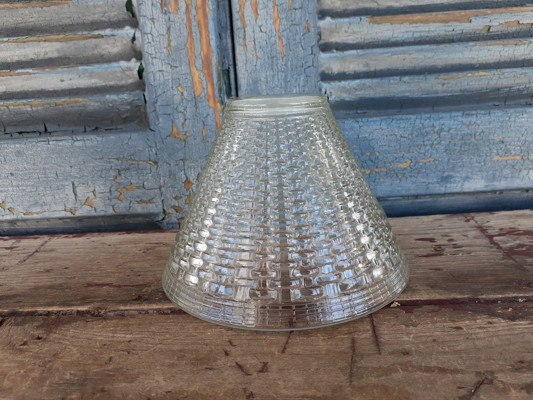 Pressed Glass Lamp Shade Basket Weave Design Clear Glass Shade - Etsy