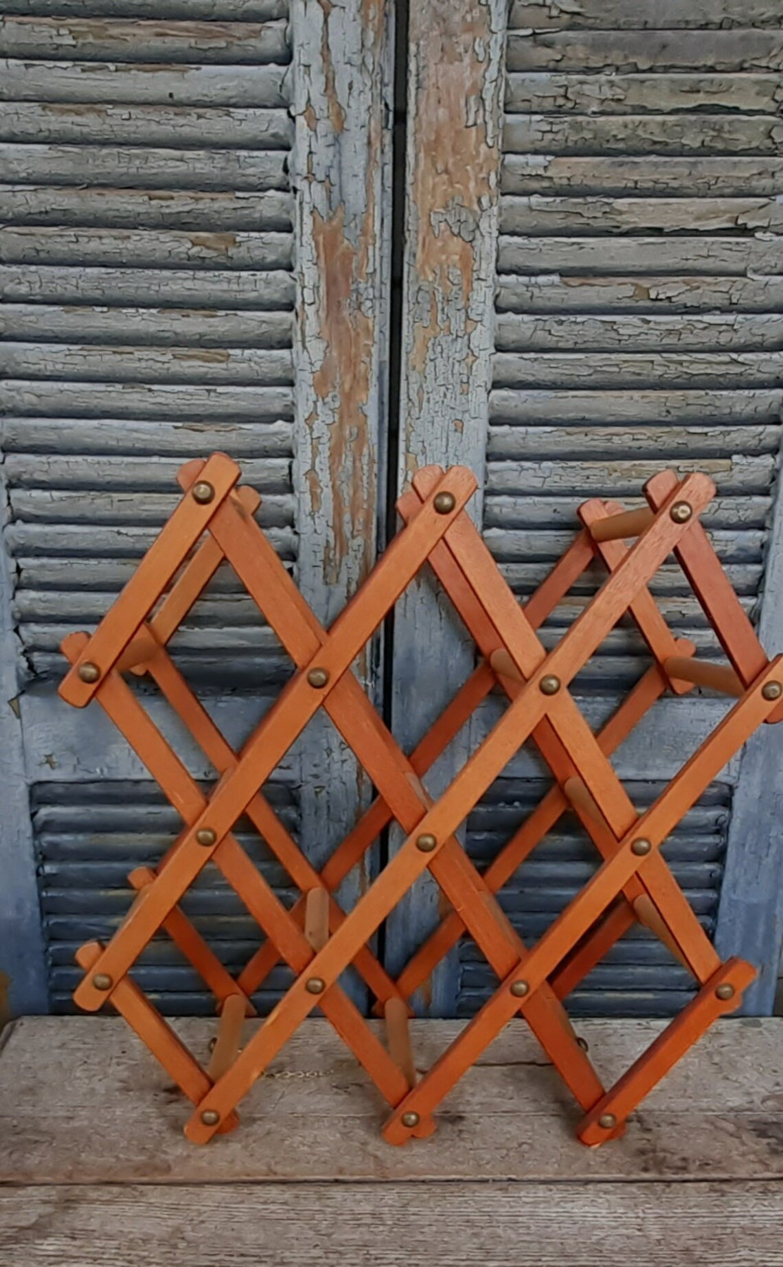 Vintage Wooden Wine Rack Accordion Style Expandable Rustic - Etsy