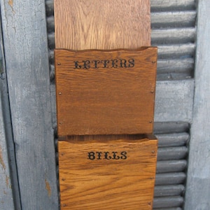 Vintage Oak Wall Mount Letter Rack Rustic Country Cabin Lodge Made in ...
