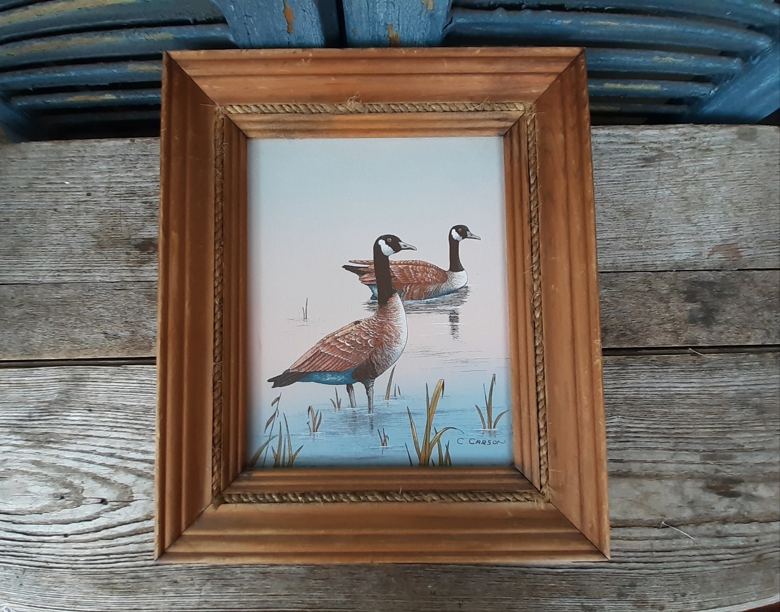 Vintage original C. Carson framed ducks painting oil painting | Etsy