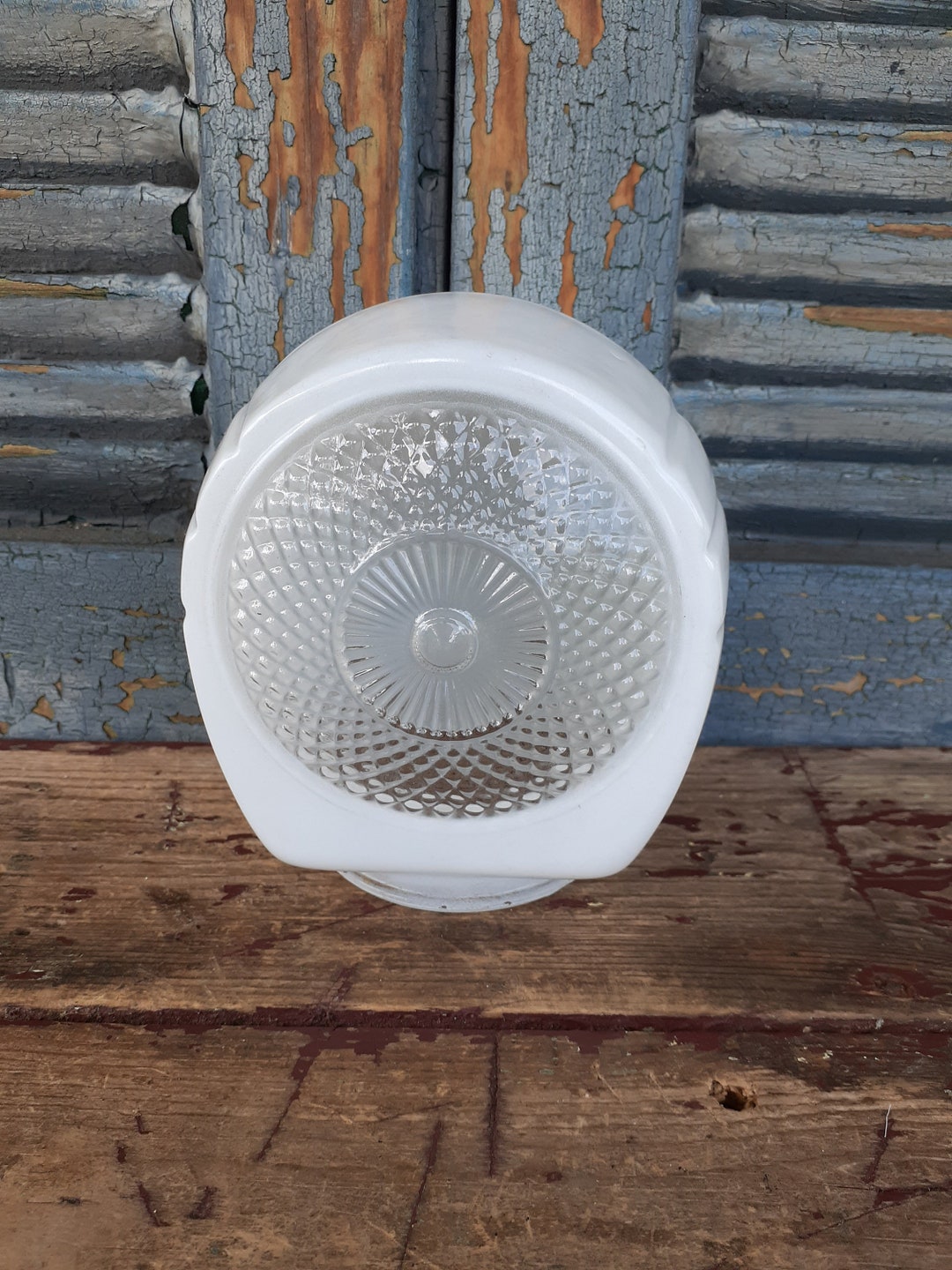 Vintage Glass Porch Light Tiny House Shade Flush Mount Cottage Cabin ...