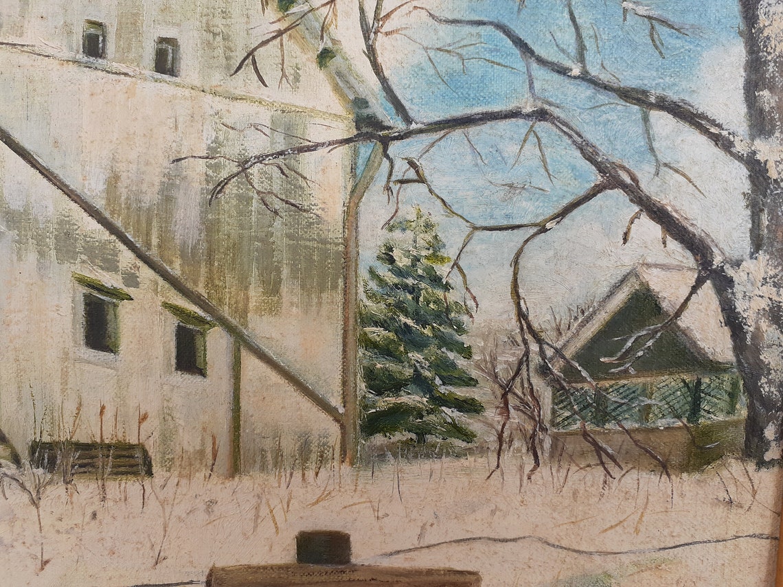 Vintage Farm Scene Original Painting Oil on Board 1975 Barn - Etsy