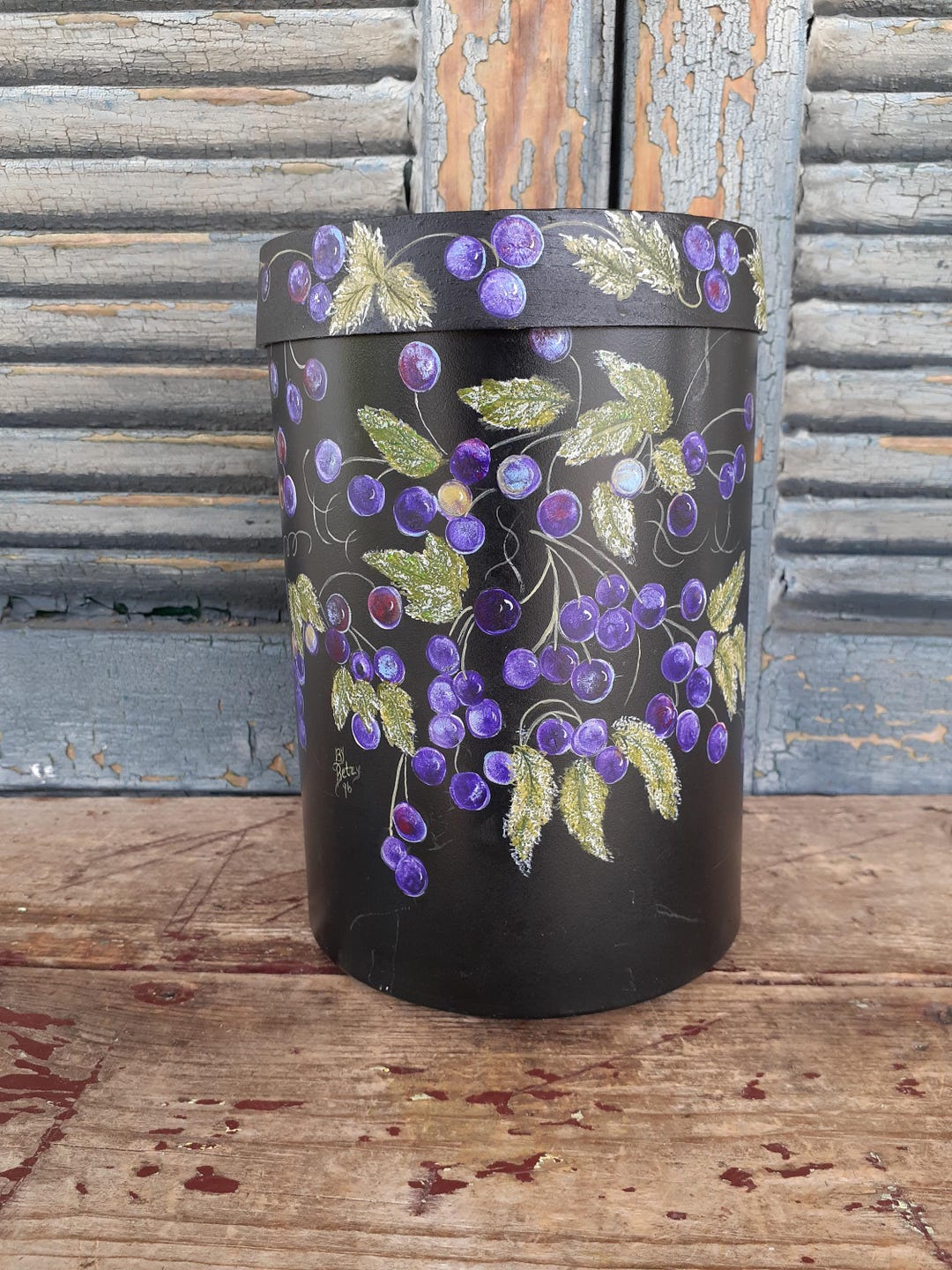 Vintage Pantry Queen Hand Painted Blueberry Tin Signed 1976 - Etsy
