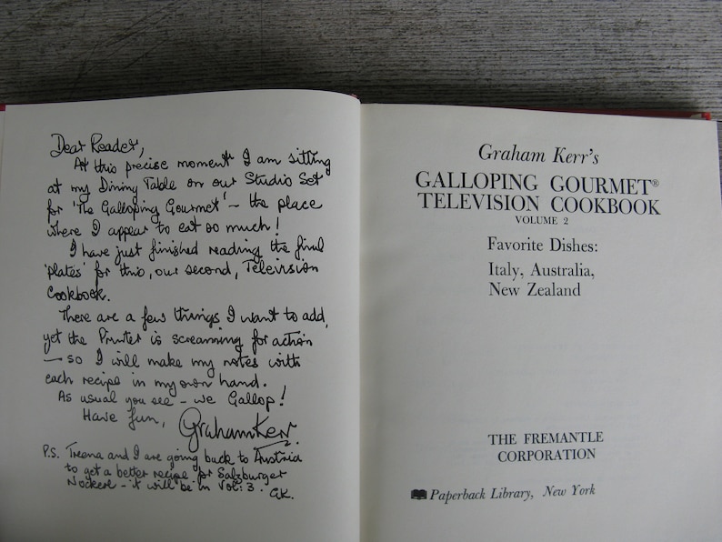 Vintage the Galloping Gourmet TV Cookbook Graham Kerr 1972 | Etsy