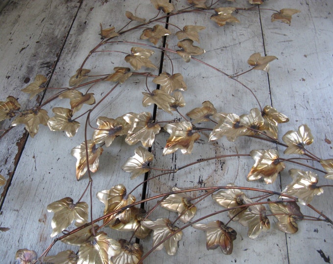 Metal Ivy Floral Metal Wall Decor Brass Look Hollywood Regency - Etsy
