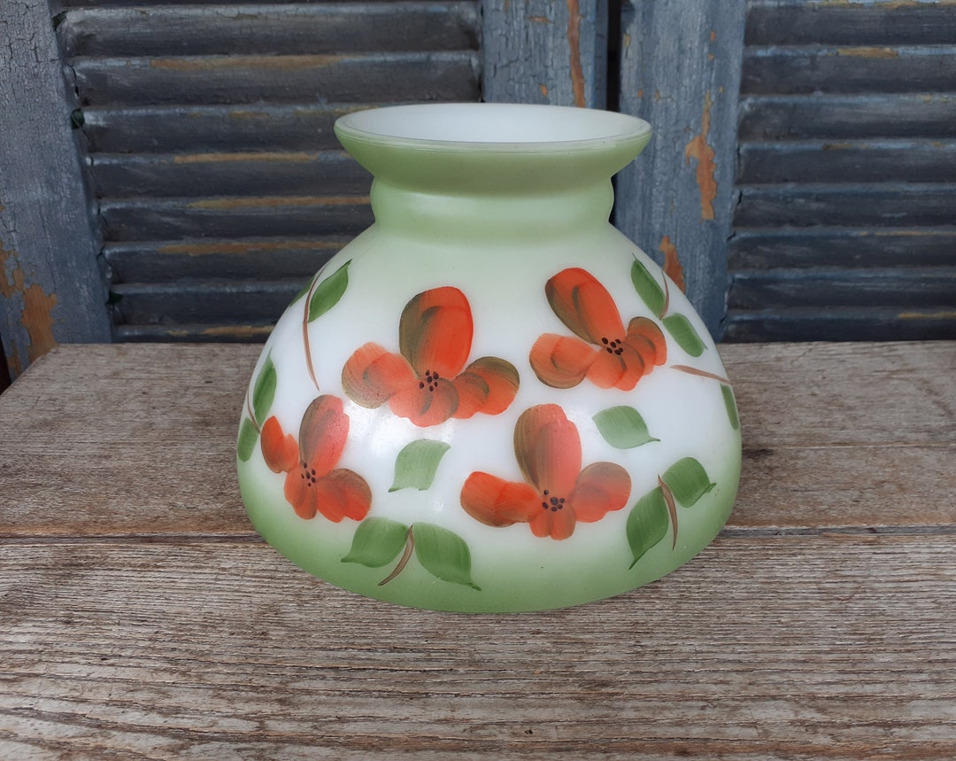 Vintage Floral Milkglass Lamp Shade Oil Lamp Student Lamp Shade Hand ...