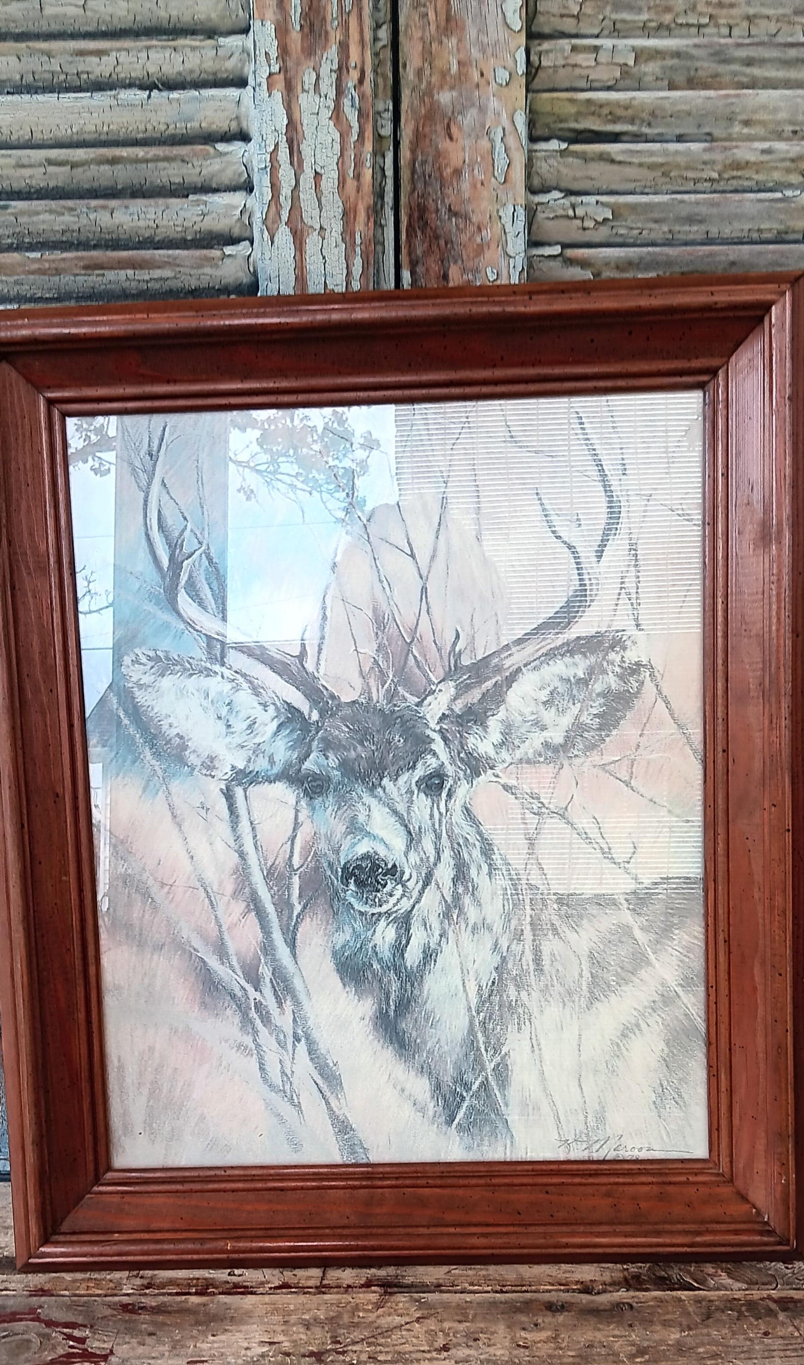 Vintage "silent Buck" Deer Print - Framed Rustic Cabin Decor - Etsy