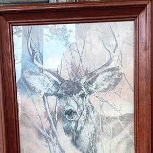 Vintage "silent Buck" Deer Print - Framed Rustic Cabin Decor - Etsy