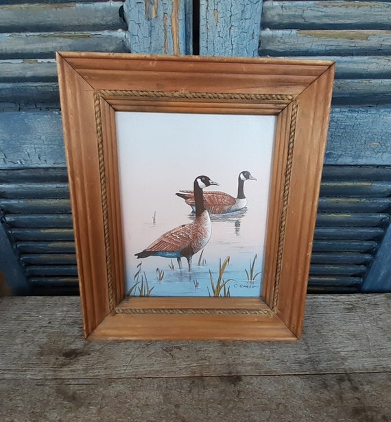 Vintage original C. Carson framed ducks painting oil painting | Etsy