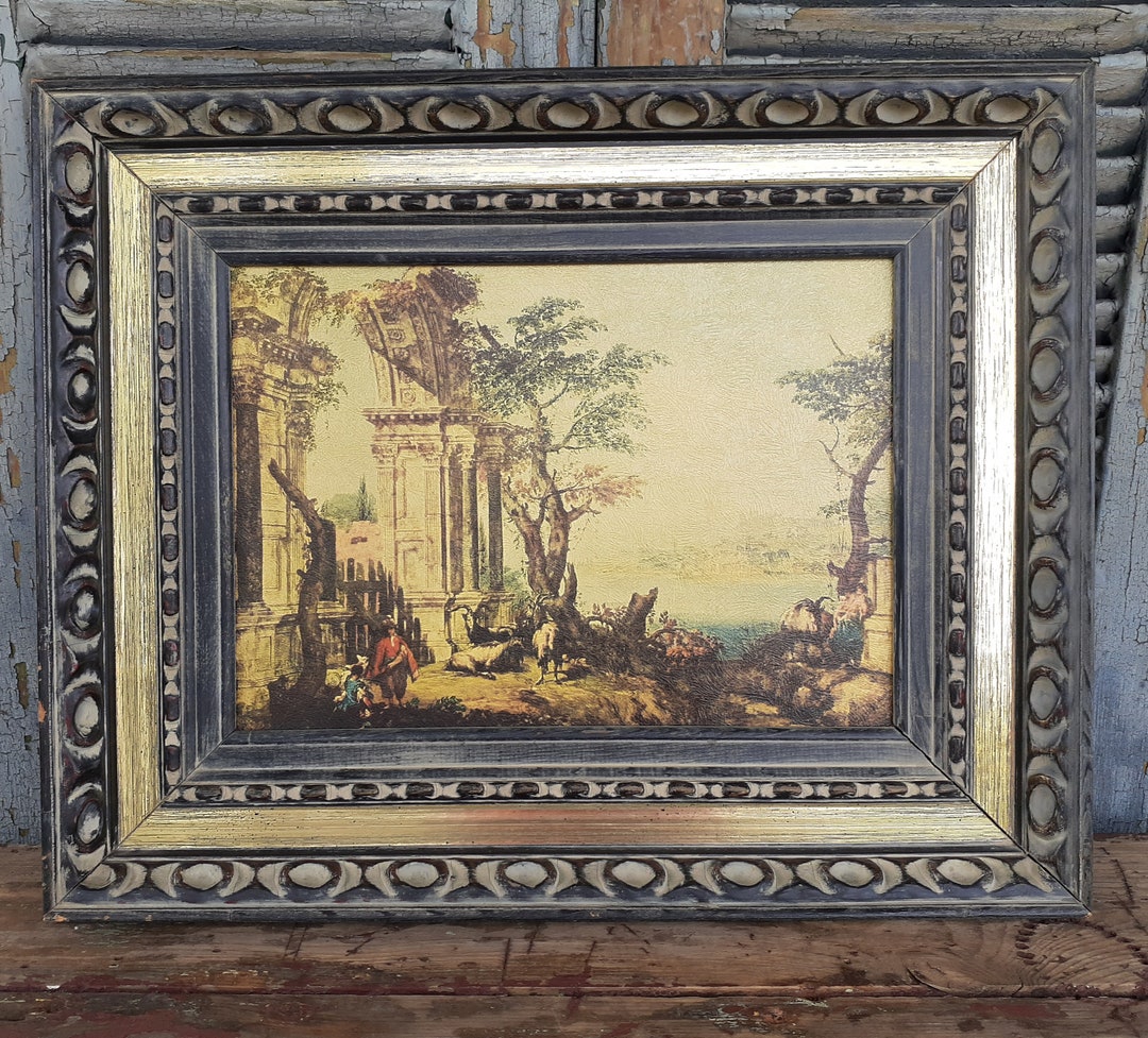 Vintage Italian Scenes Framed Lithograph Print Old World Mediterranian ...
