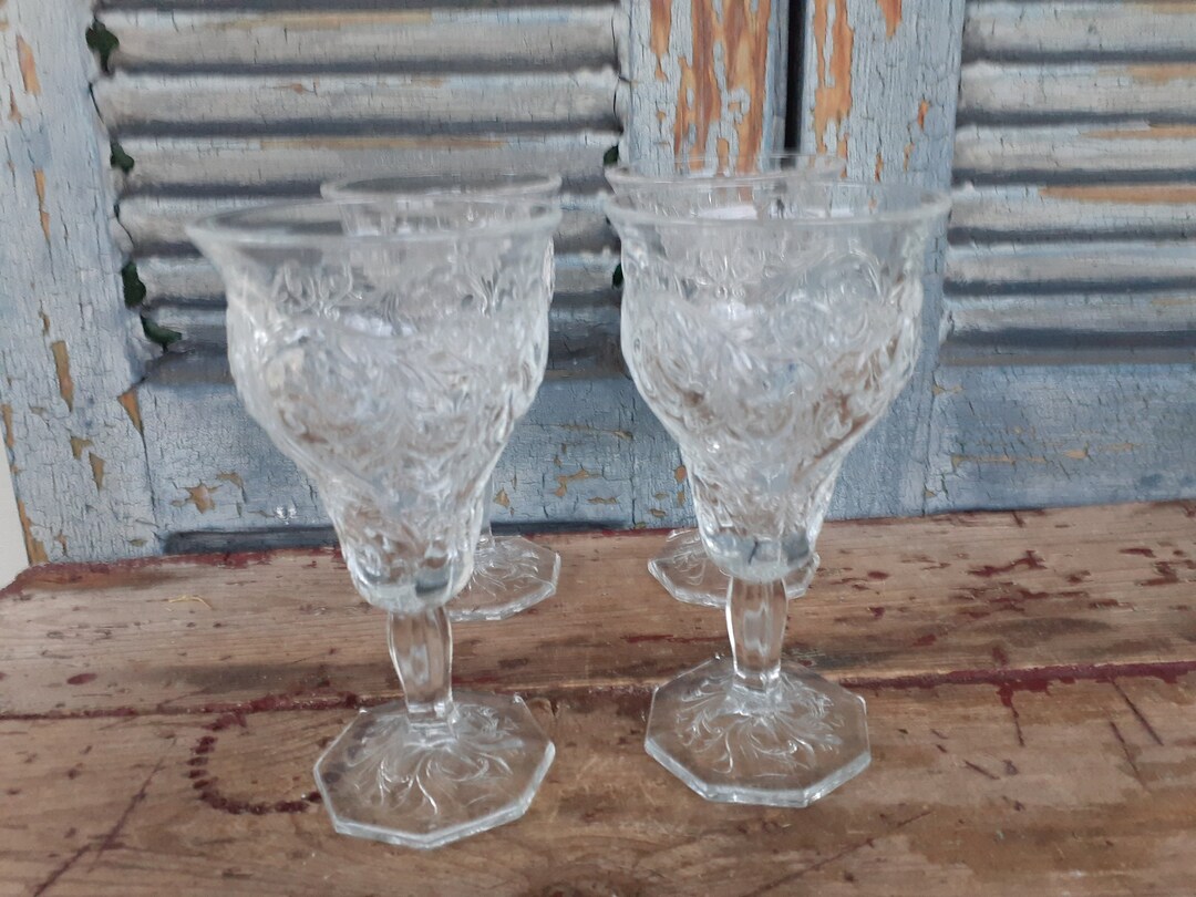 Antique Mckee Rock Crystal Clear Low Water Goblets Set of Four Circa ...