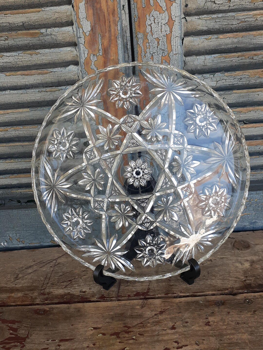 Anchor Hocking Star of David Crystal Platter Mid Century Entertaining ...