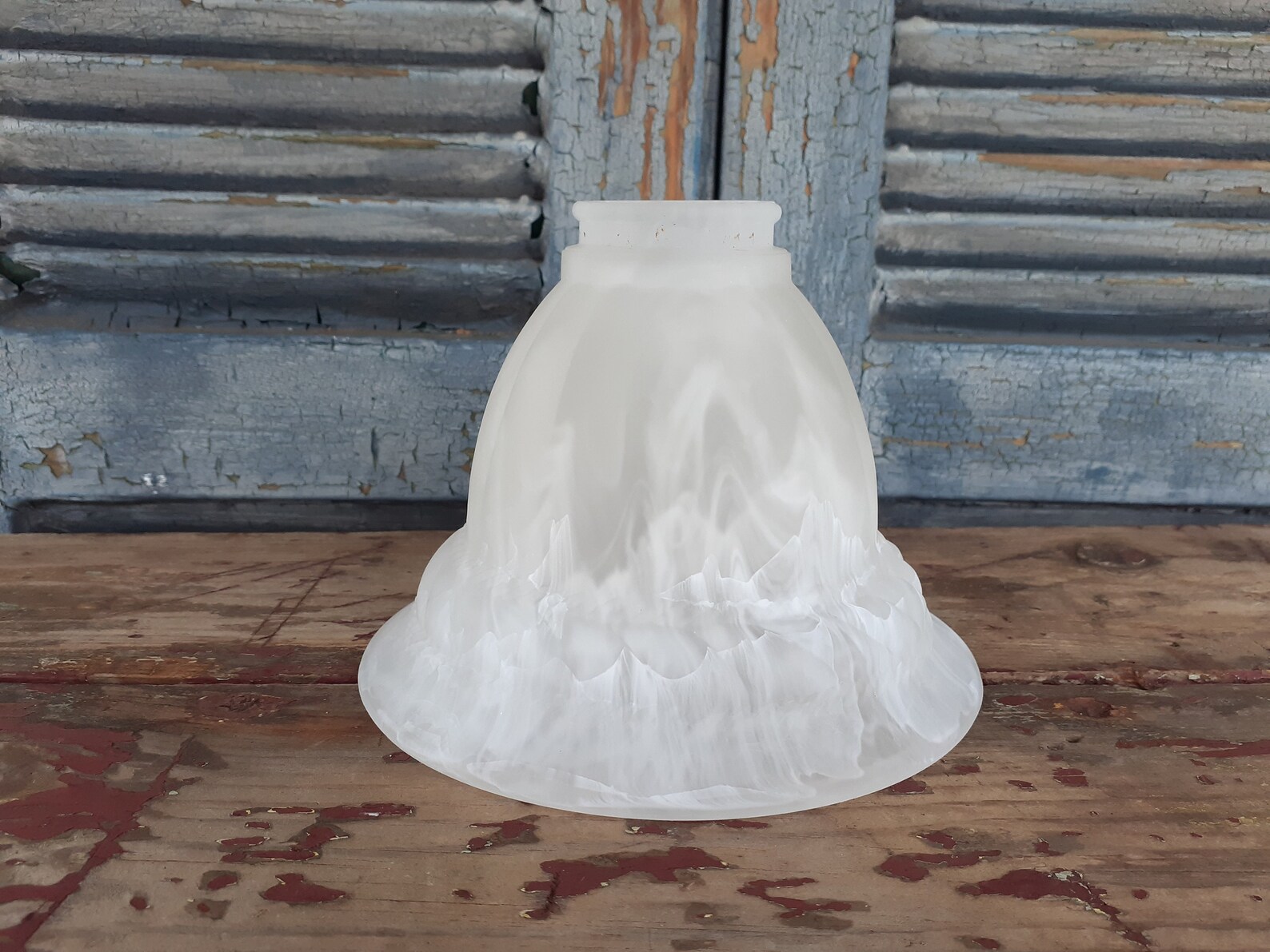 White Satin Glass Lamp Shade for Small Lamp Marbled Look - Etsy
