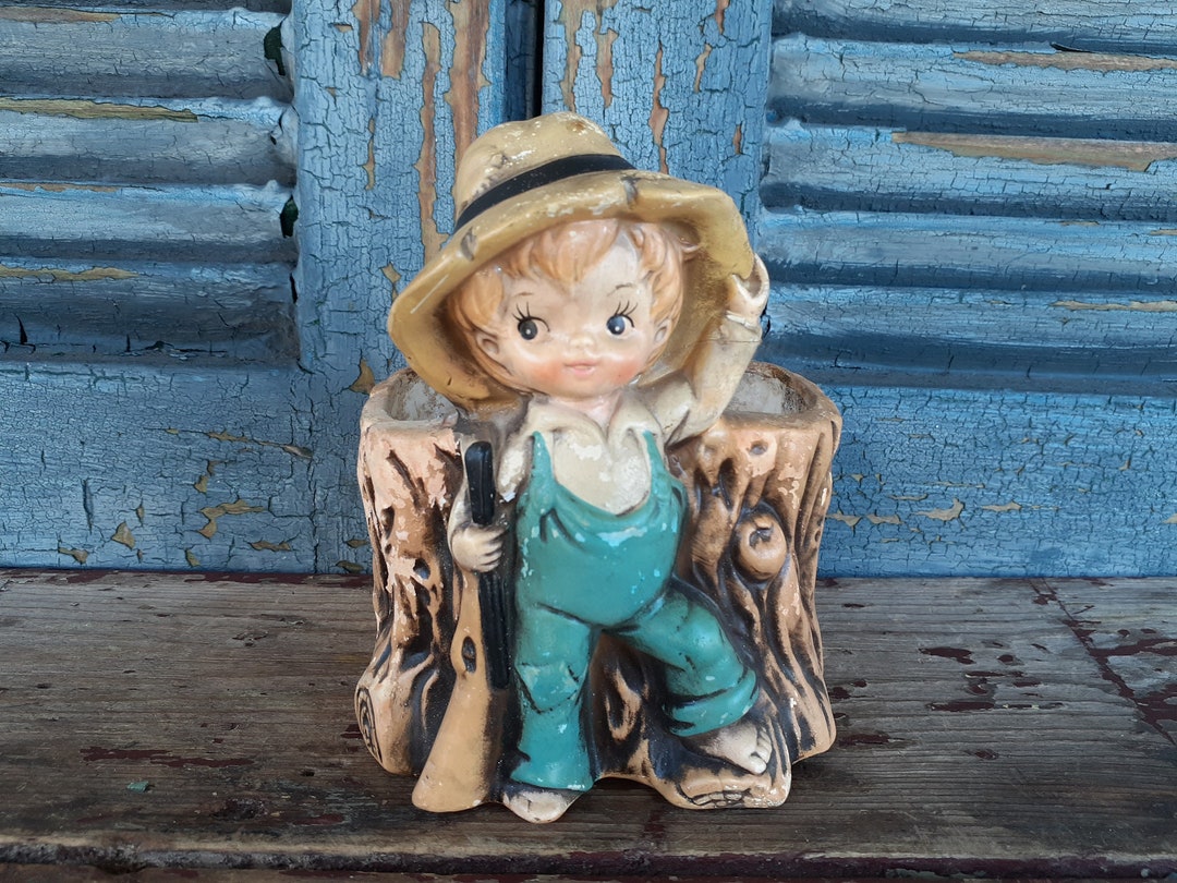 Vintage Ceramic Country Boy Planter Made in Japan - Etsy