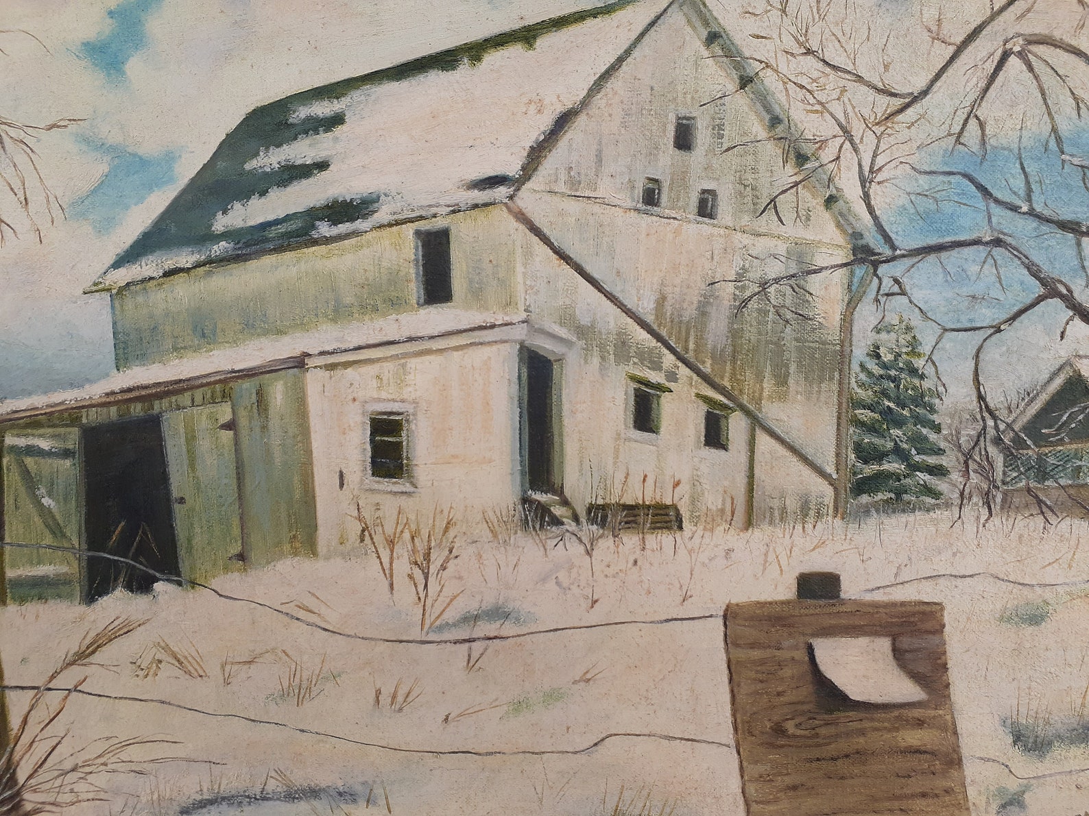 Vintage Farm Scene Original Painting Oil on Board 1975 Barn - Etsy