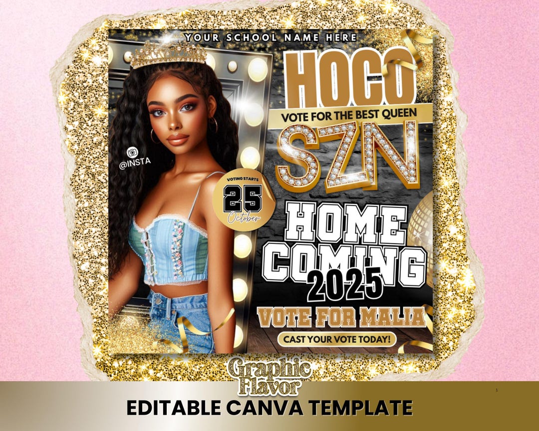 Homecoming Queen Flyer, HOCO SZN Vote Flyer, School Campaign Poster ...