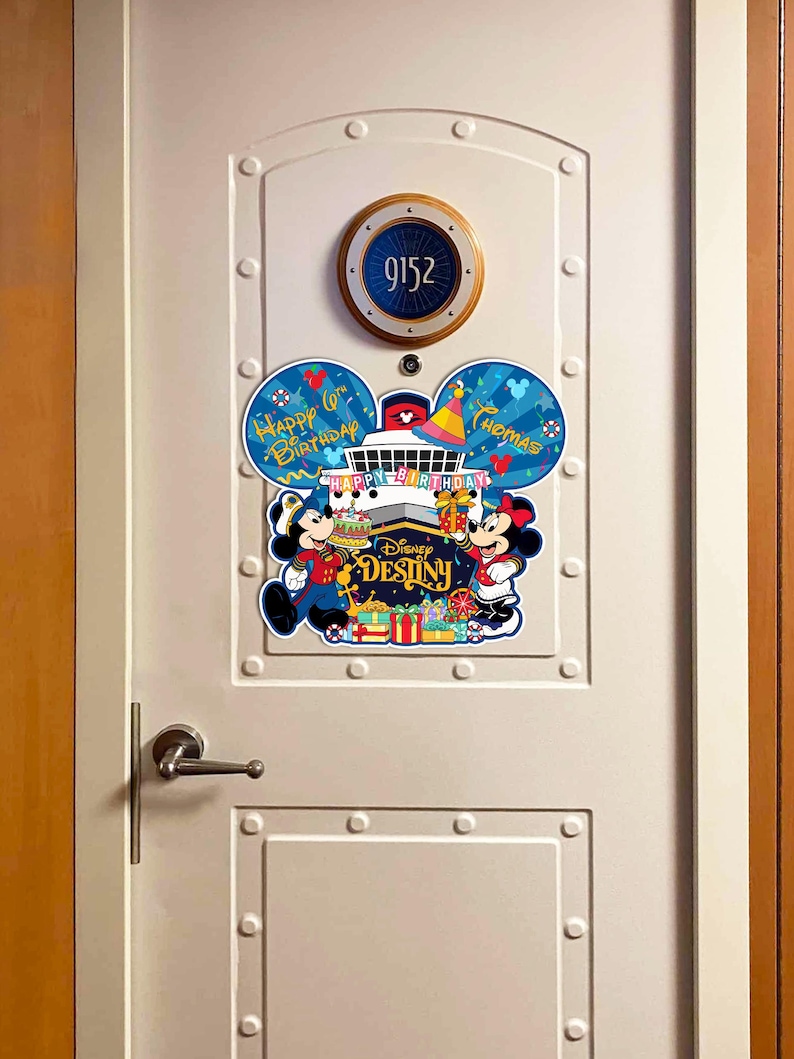 Happy Birthday Mickey & Minnie Ship Magnet, Cruise Door Magnet, Happy ...