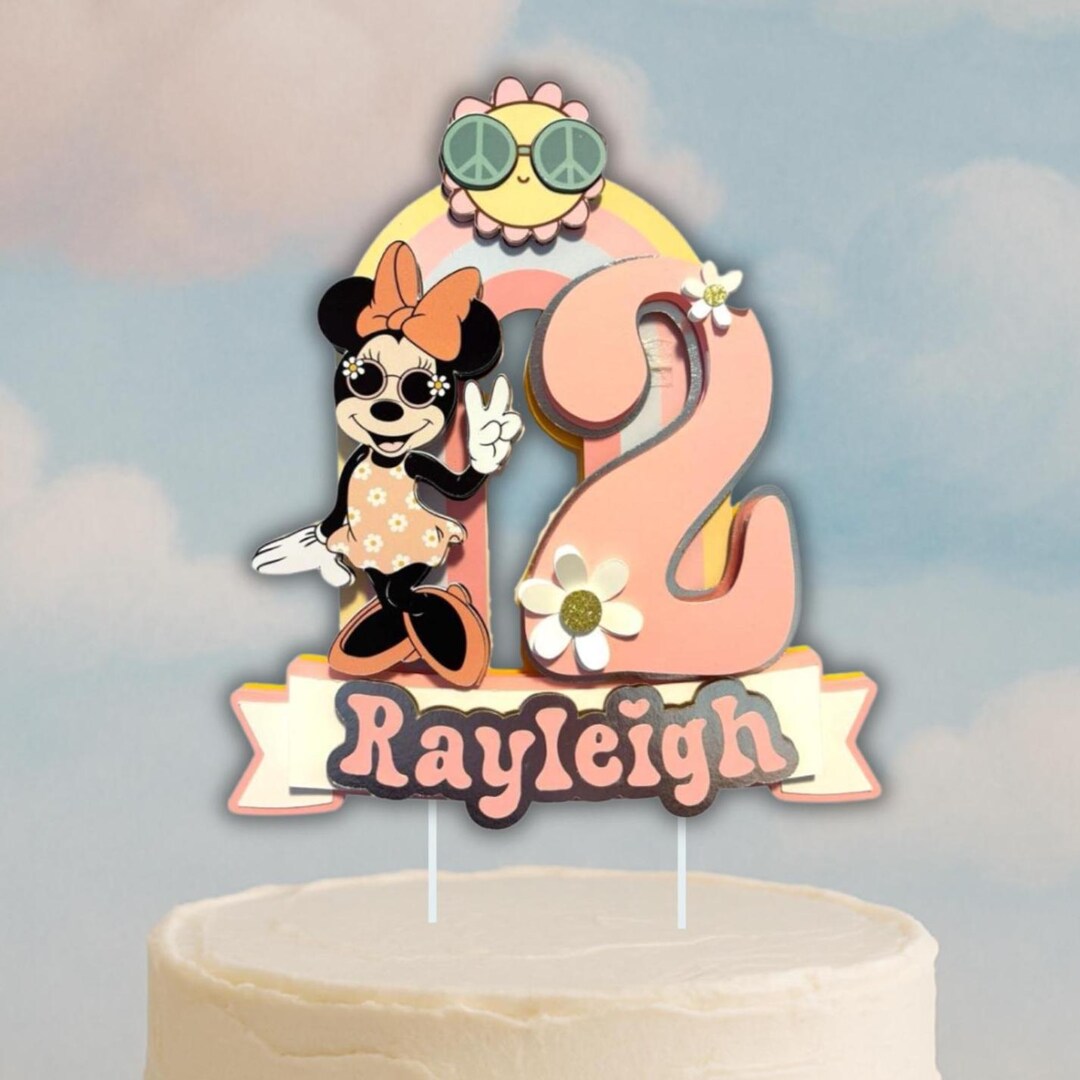 Minnie Mouse Groovy Cake Topper | Retro Minnie Birthday Decoration ...