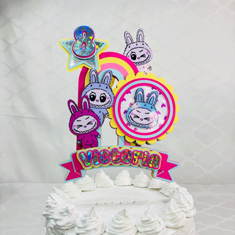 Labubu Cake Topper Personalized, Labubu Birthday Topper With Name and ...