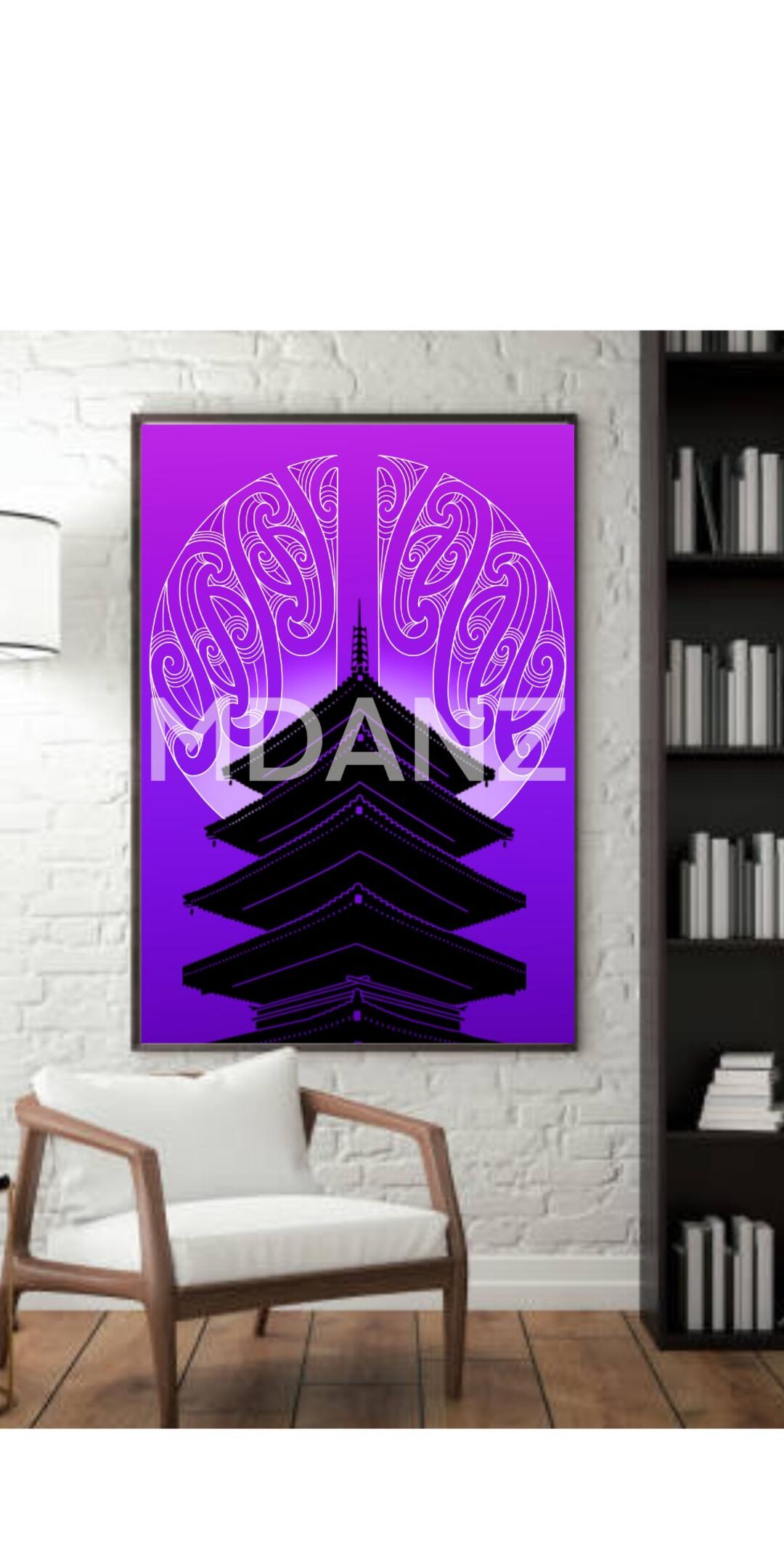 Pagoda Art Print: Japanese Maori Fusion, Sacred Harmony - Etsy