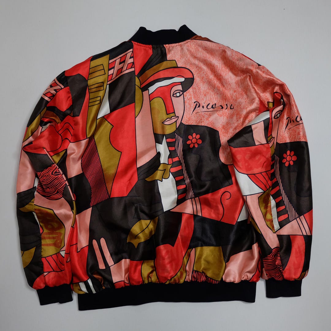 Vintage Harajuku Tokyo Street Fashion Picasso Style Abstract Bomber ...