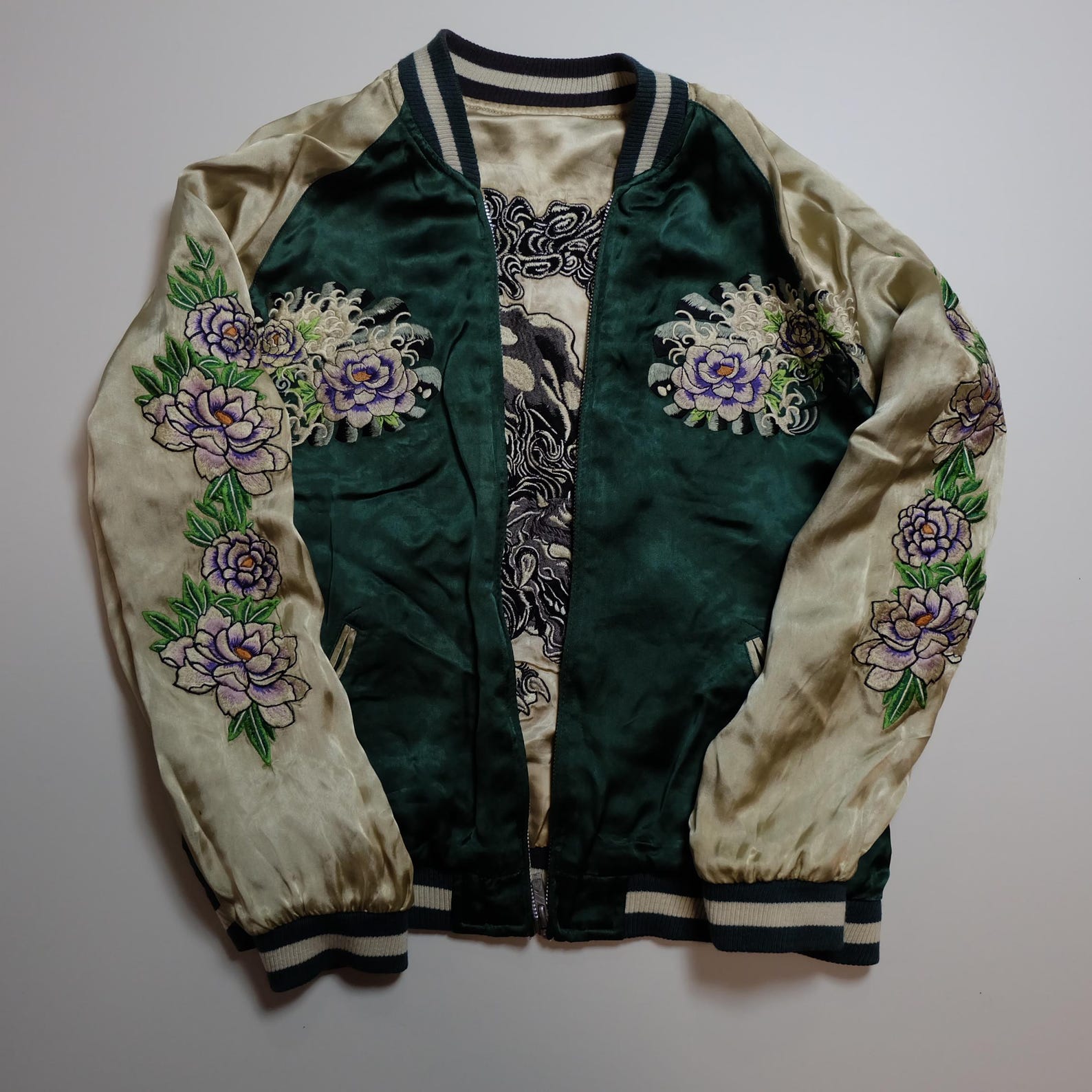 SATORI Vintage Japanese Japan Shishi Lion Flowers Floral Pink Tattoo ...