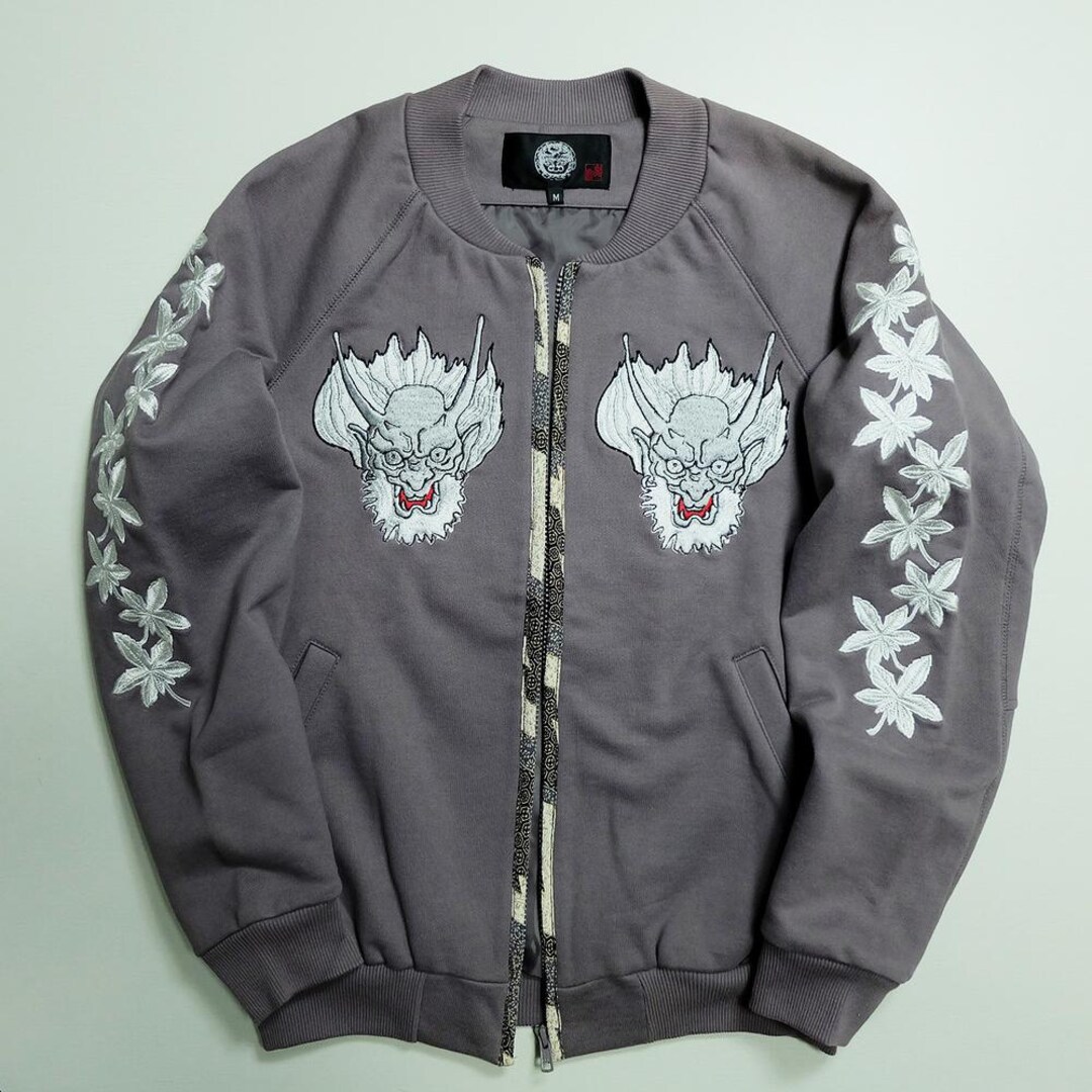 Onigashima Oni Sukajan Jacket - Embroidered Demon & Folklore Streetwear ...