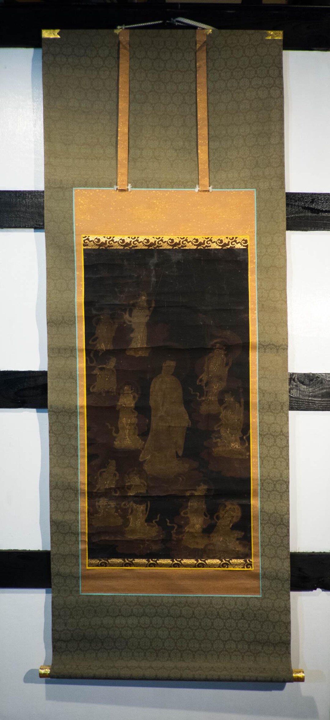 EDO Antique Japanese Buddhist Scroll – Amida Buddha Raigō Pure Land ...