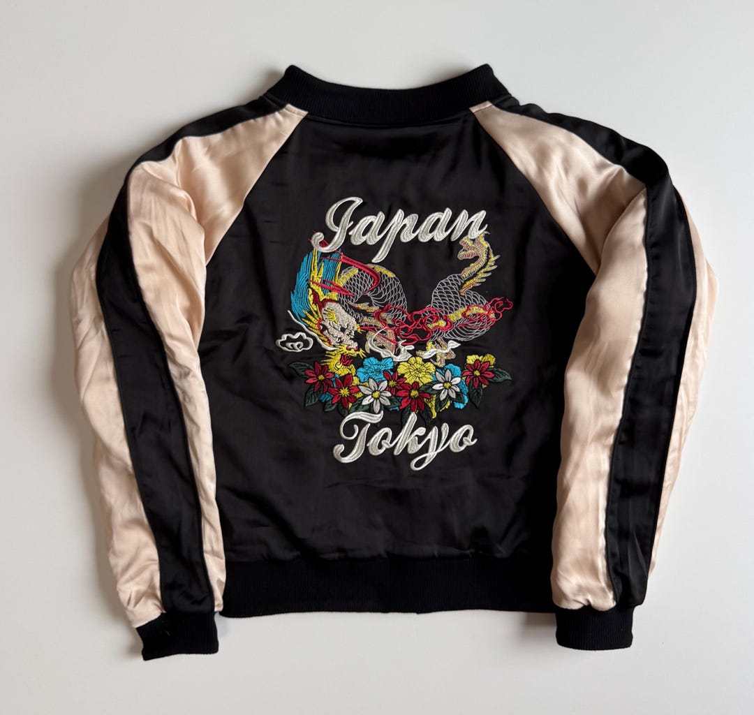 Vintage Japan Tokyo Sukajan Jacket | Swallow & Dragon Embroidery ...