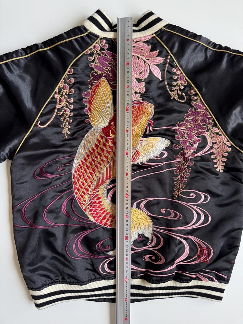 Vintage Sukajan Jacket | Golden Koi Fish & Wisteria Embroidery ...