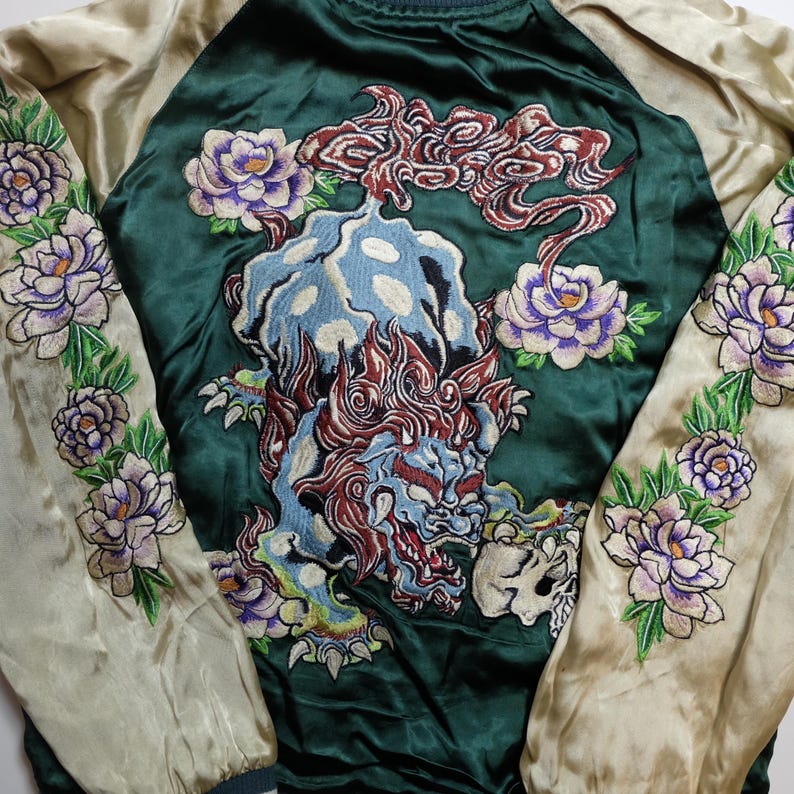 SATORI Vintage Japanese Japan Shishi Lion Flowers Floral Pink Tattoo ...